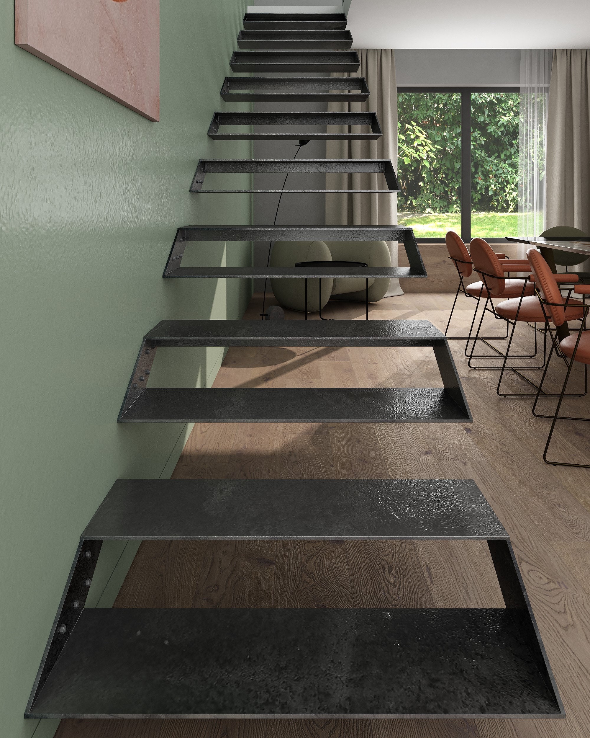 Hover Stair Cantilever Stair Steel Stair 2in1 Steps Modern - Etsy UK