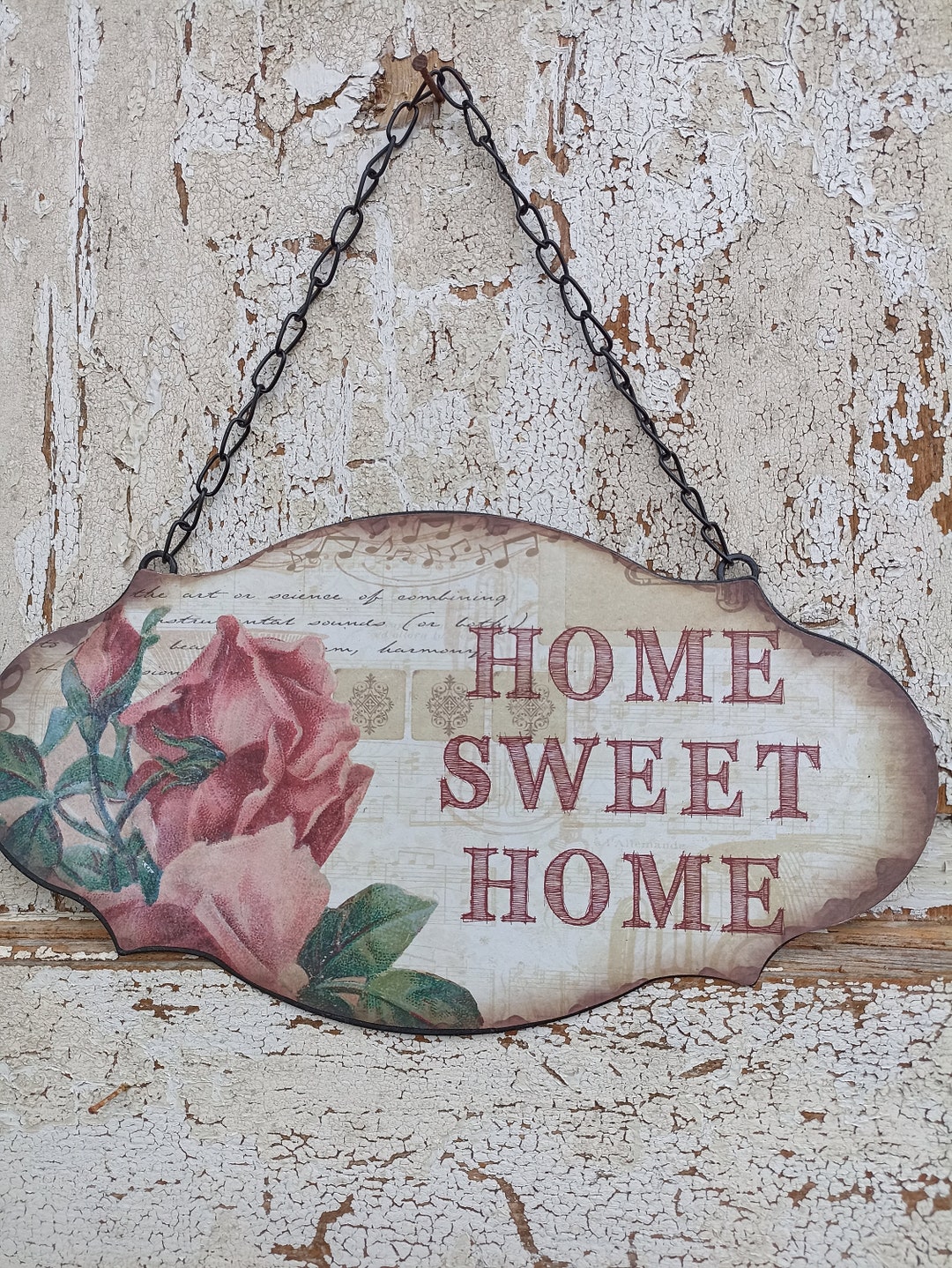 Home Sweet Home Roses Metal Sign - Etsy
