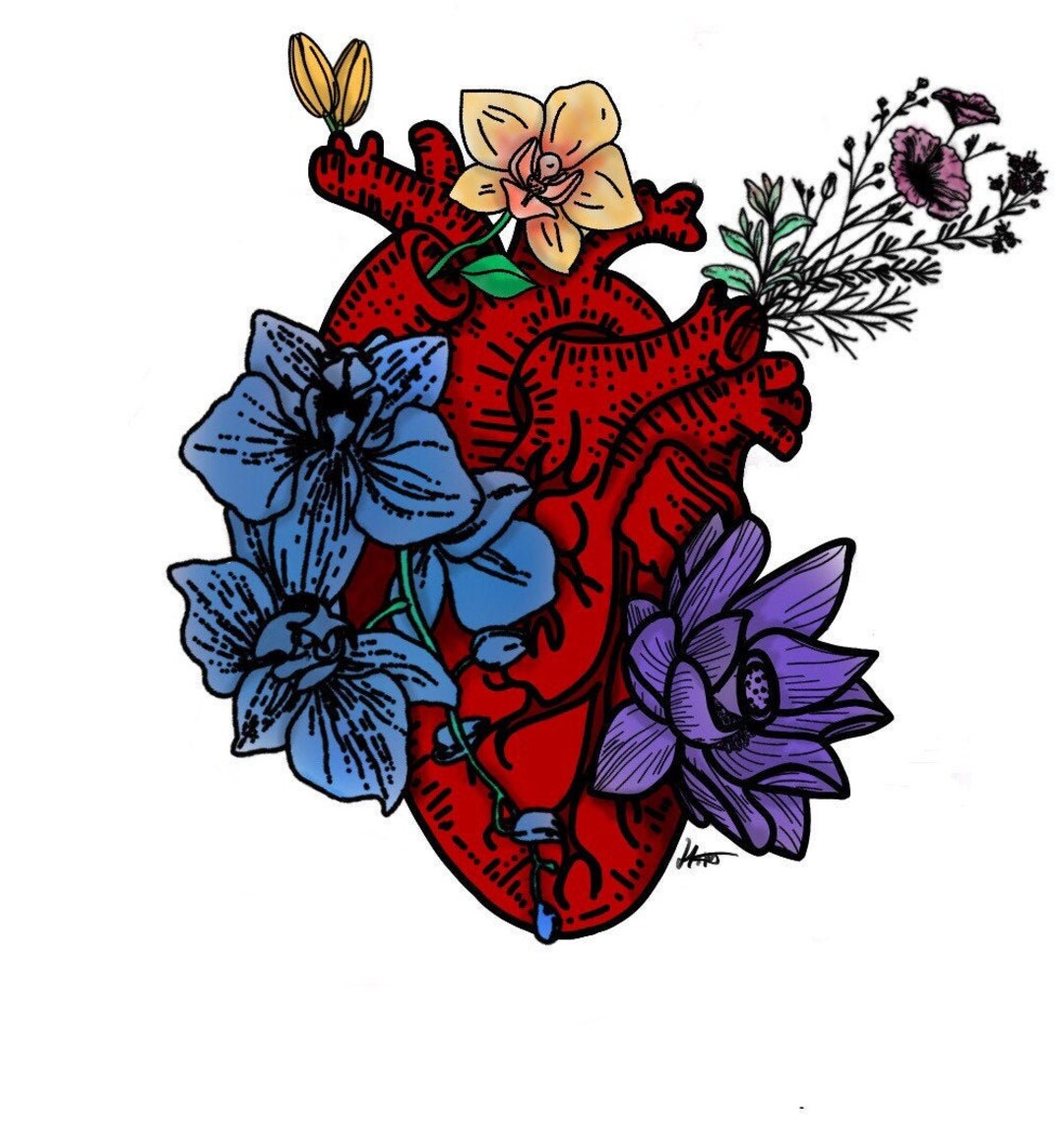 Blossoming Heart Print - Etsy UK