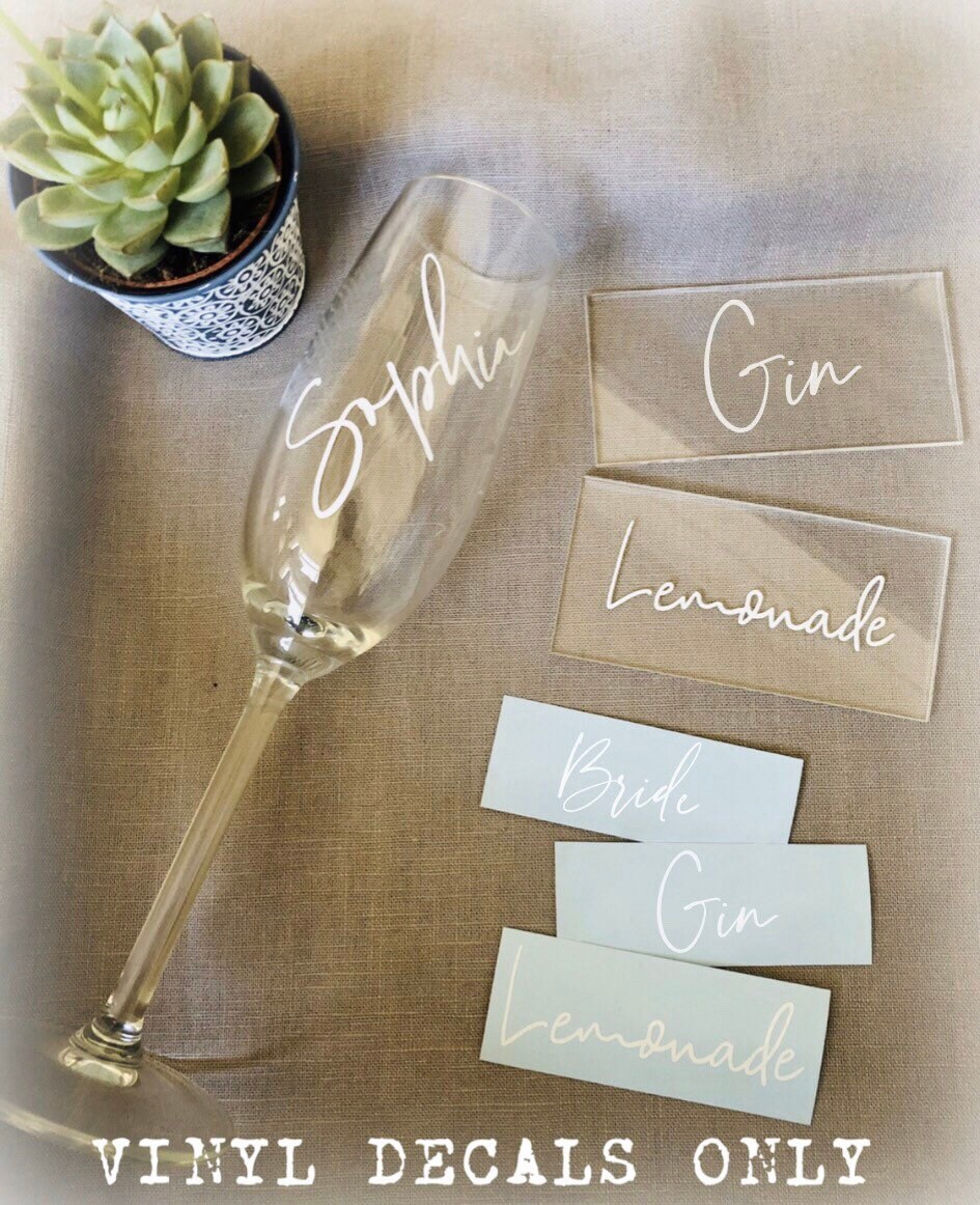 Vinyl Decals Name Decals Place Settings Champagne Flutes | Etsy