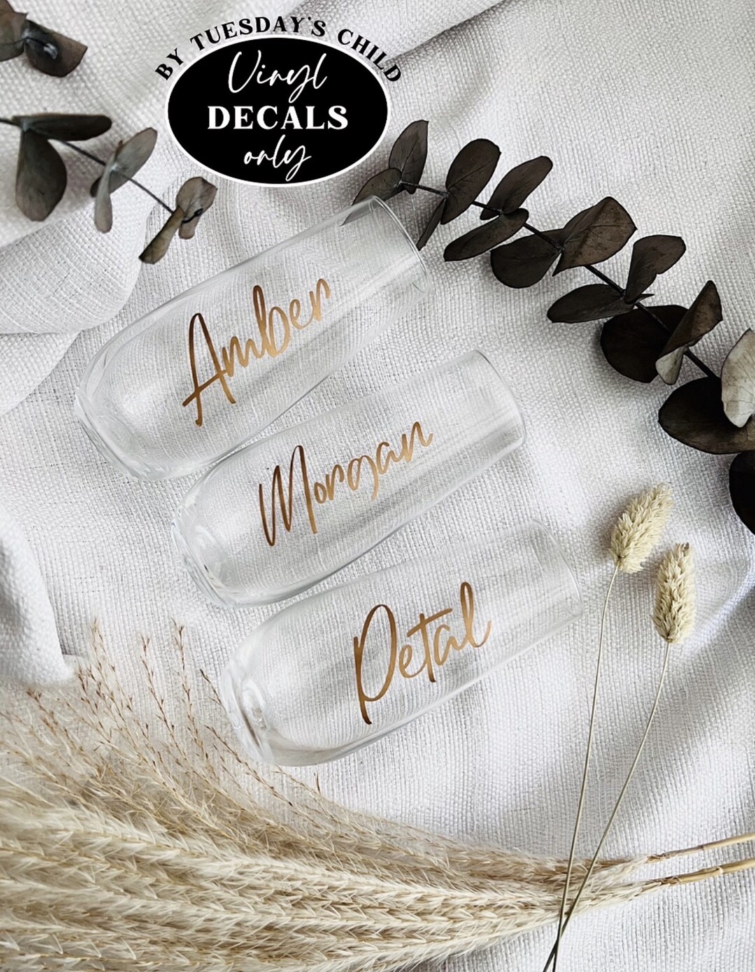 Decals for Weddings, Dinner Party, Place Settings, Champagne Flutes ...