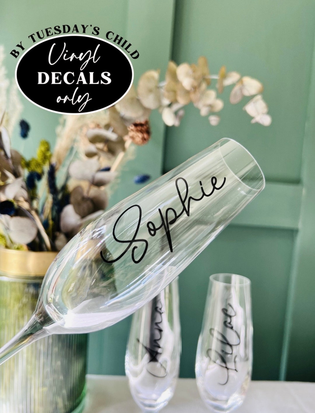 Decals for Weddings, Dinner Party, Place Settings, Champagne Flutes ...
