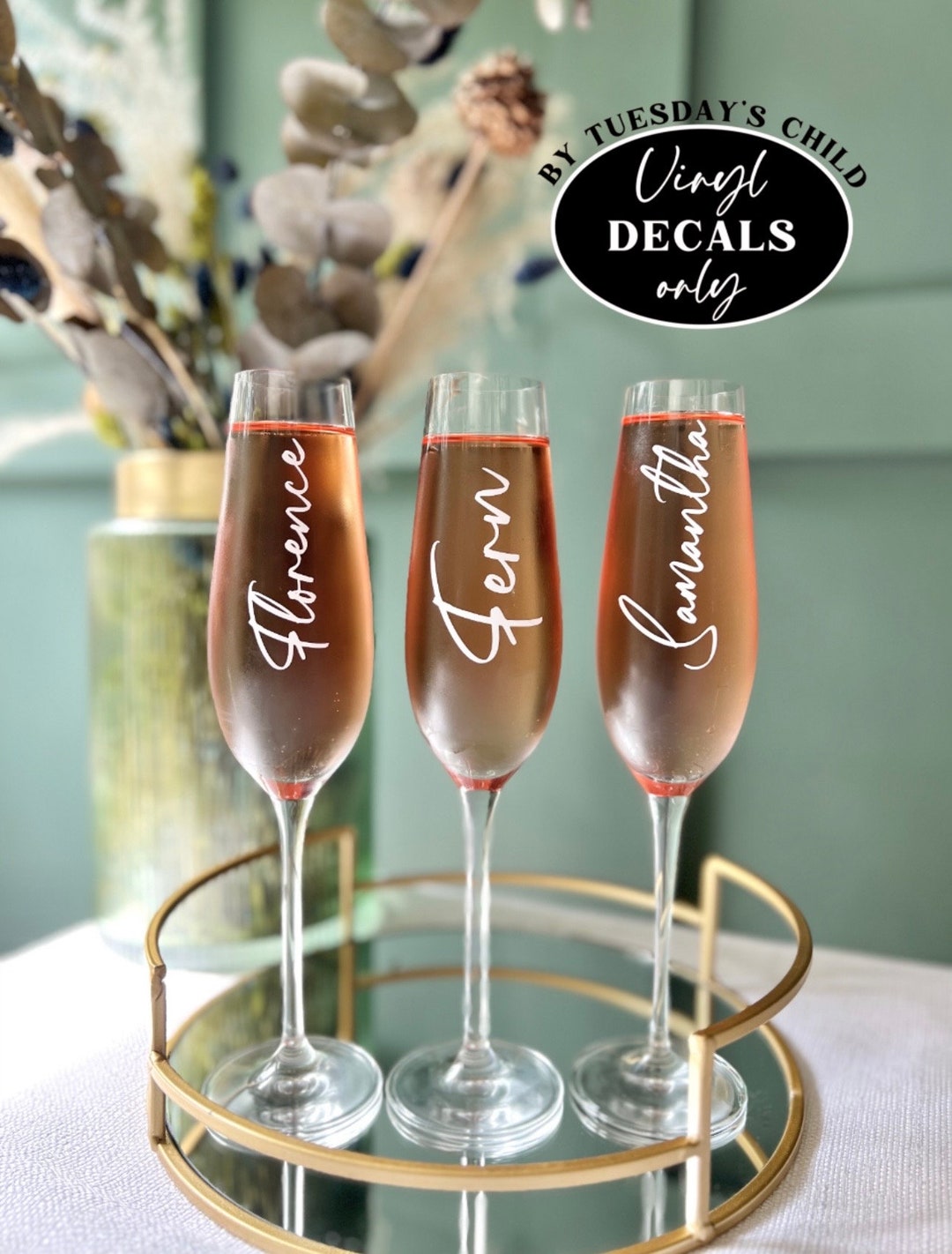 Decals for Weddings, Dinner Party, Place Settings, Champagne Flutes ...