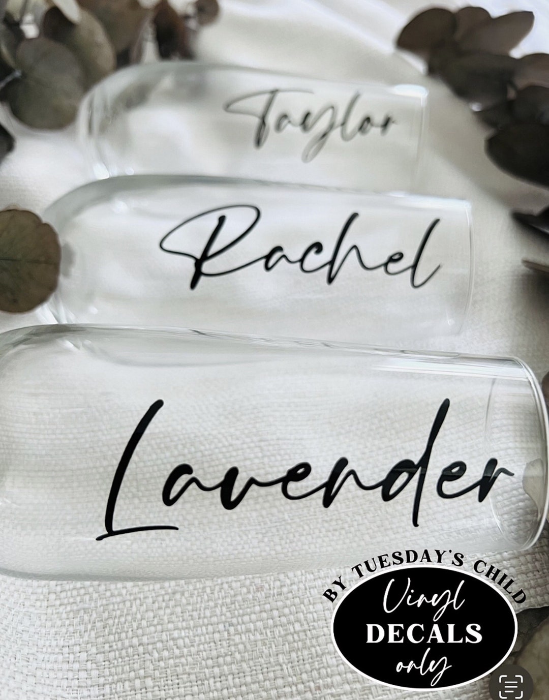 Decals for Weddings, Dinner Party, Place Settings, Champagne Flutes ...