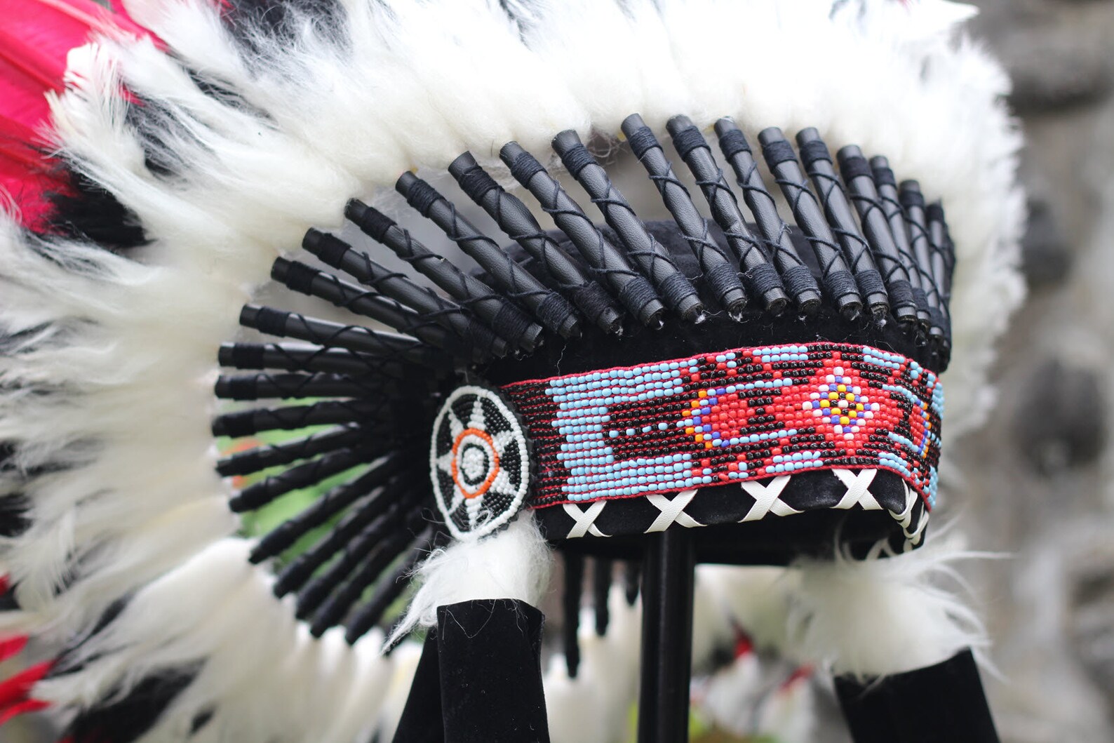 Short Red Indian Headdress Replica Made With Red Swan Feathers - Etsy