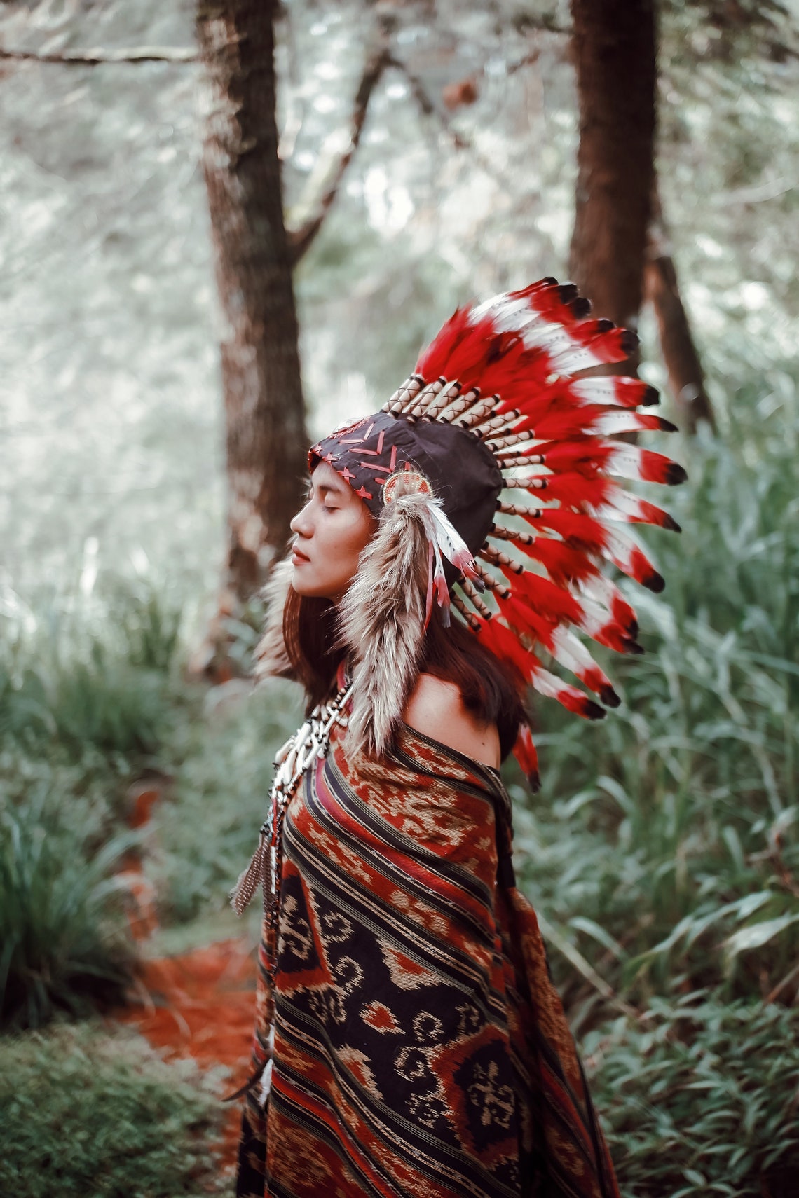Handmade Red Feather Mohawk Headdress: Adult Costume Hat - Etsy