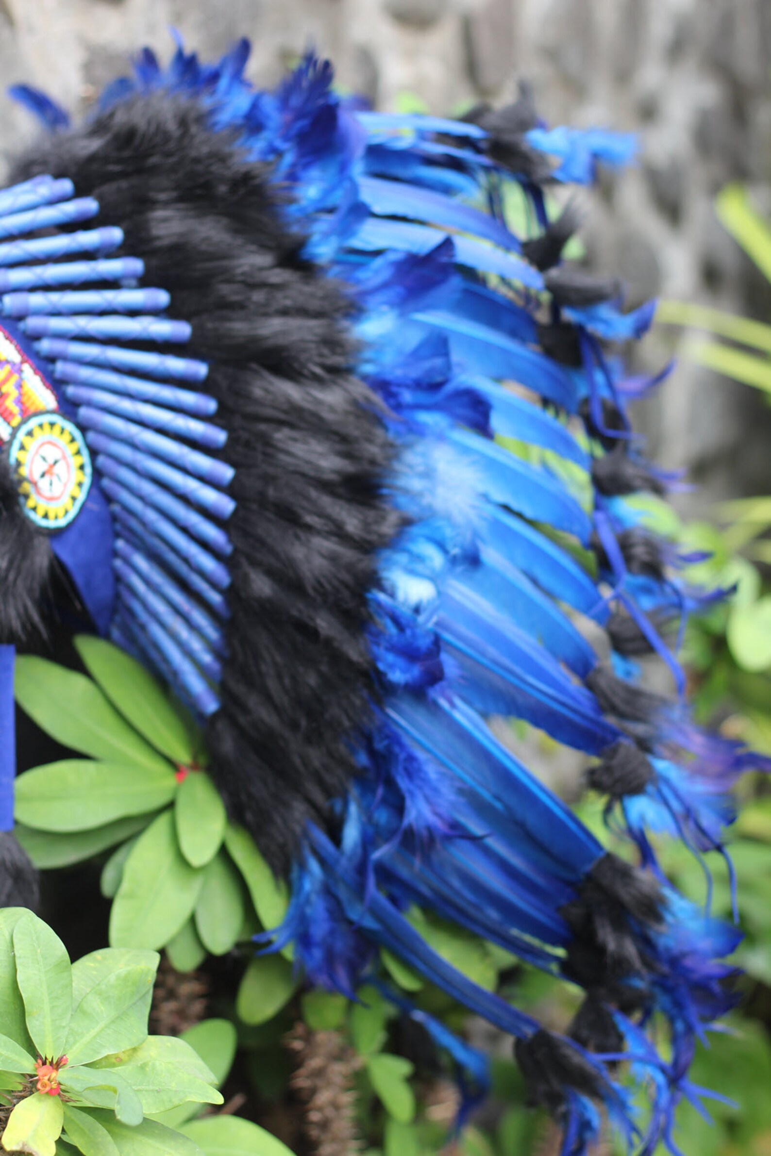 Short Blue Indian Headdress Replica Made With Blue Swan - Etsy