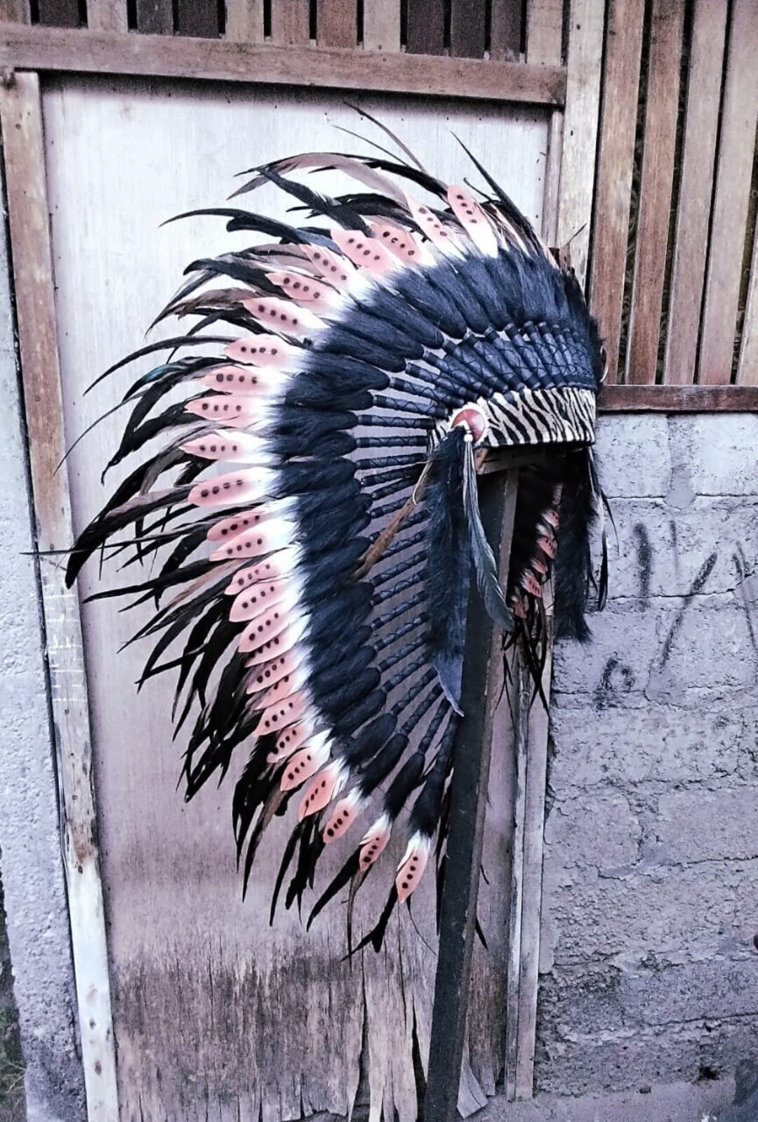 Medium Zebra Black and Brown Indian Headdress Replica Made With Real ...