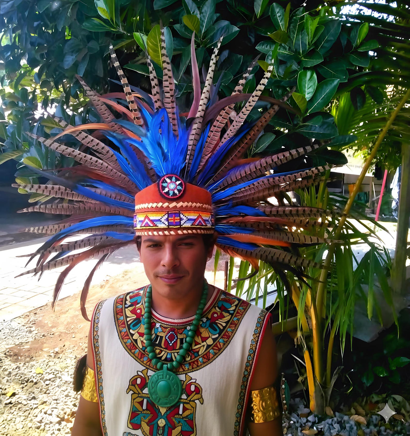 Aztec Pheasant Feather Headdress – Blue & Brown Festival Headpiece ...