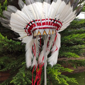 Short Red Indian Headdress Replica Made With Big Turkey Feathers and ...