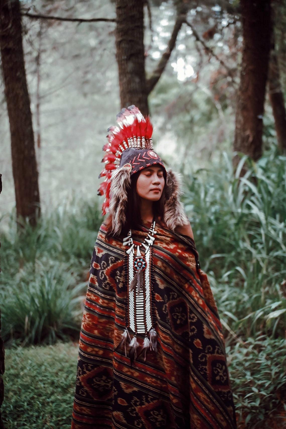 Handmade Red Feather Mohawk Headdress: Adult Costume Hat - Etsy
