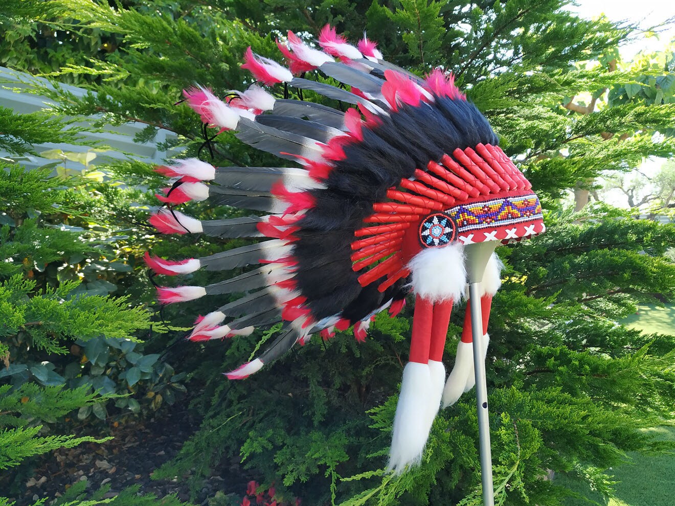 Short Black Indian Headdress Replica made with black swan | Etsy