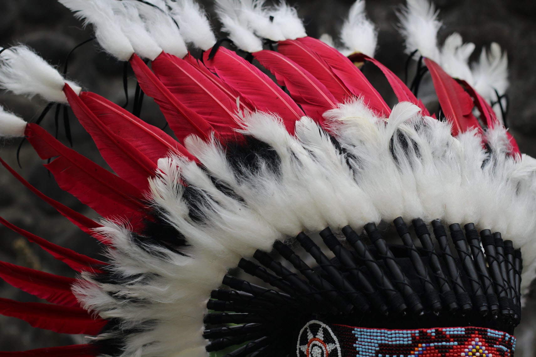Short Red Indian Headdress Replica Made With Red Swan Feathers - Etsy