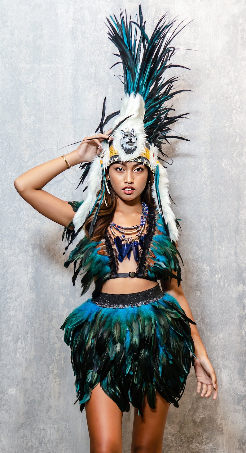 Blue Feather Skirt: Elastic Waist, Festival Rave Outfit - Etsy