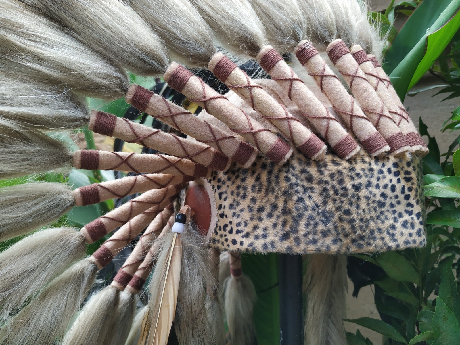 Leopard Print Feather Headdress: Handmade Adult Costume Headband - Etsy