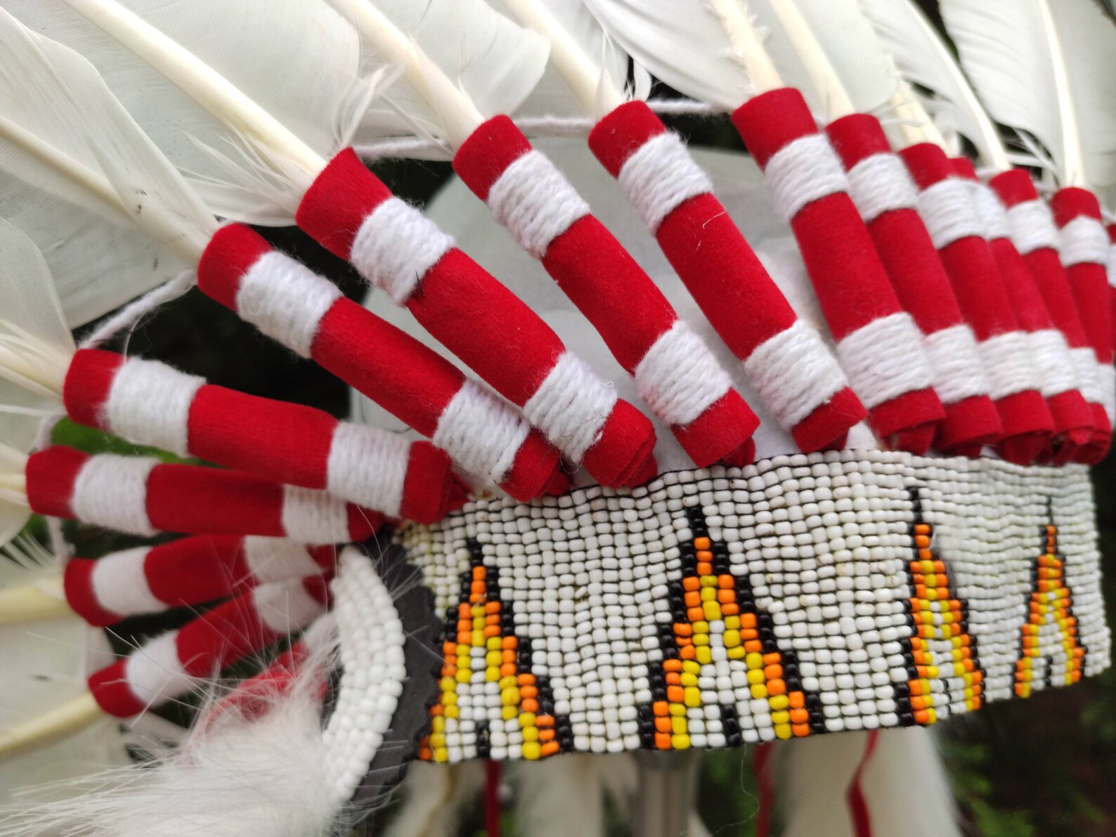 Short Red Indian Headdress Replica Made With Big Turkey Feathers and ...