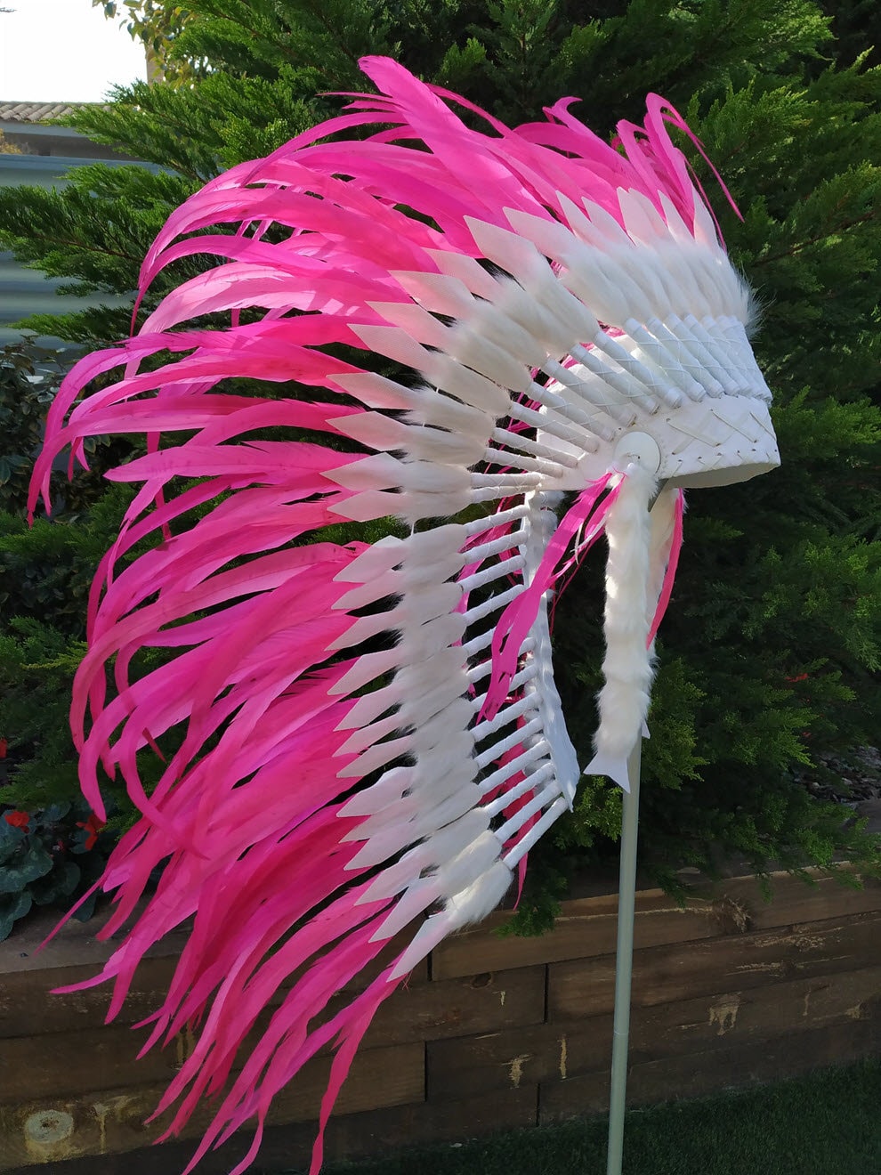 Medium Indian Headdress Replica Made With Real Rooster Feathers Dyed in ...