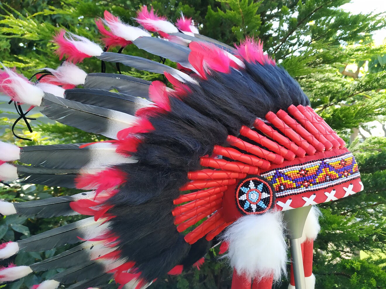 Short Black Indian Headdress Replica made with black swan | Etsy