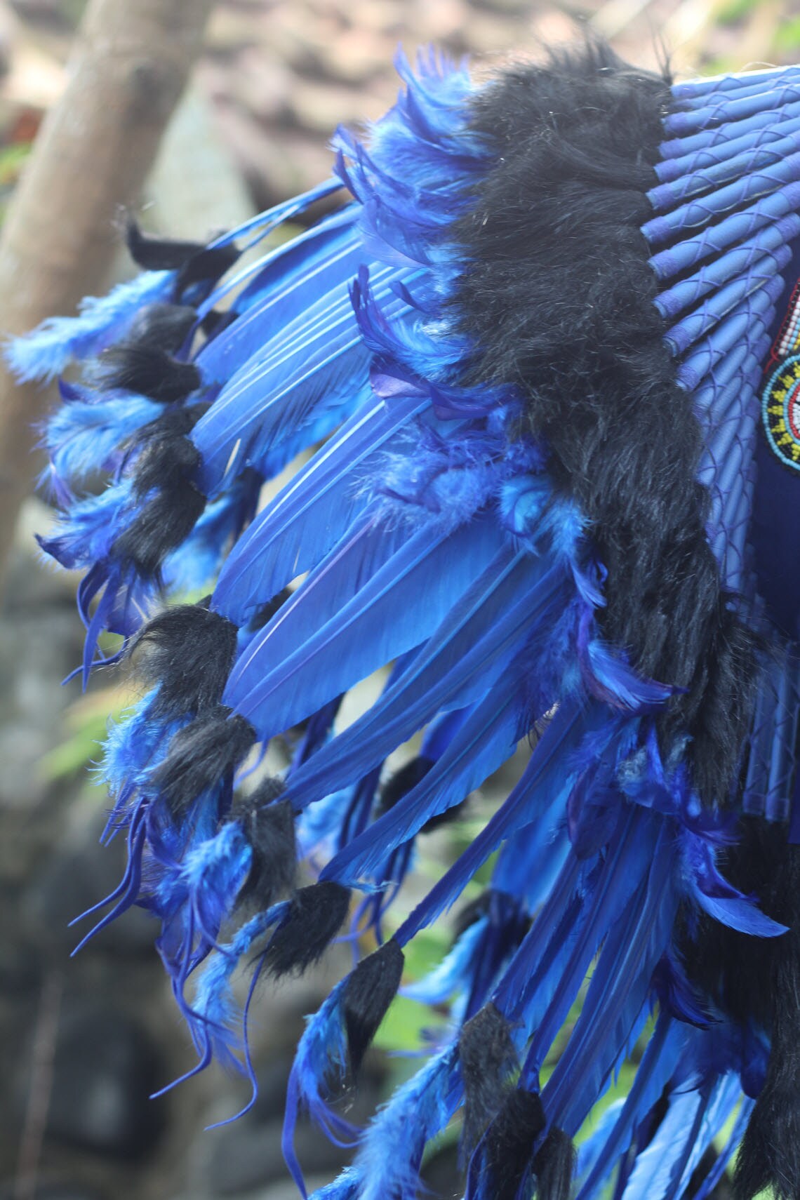 Short Blue Indian Headdress Replica Made With Blue Swan - Etsy