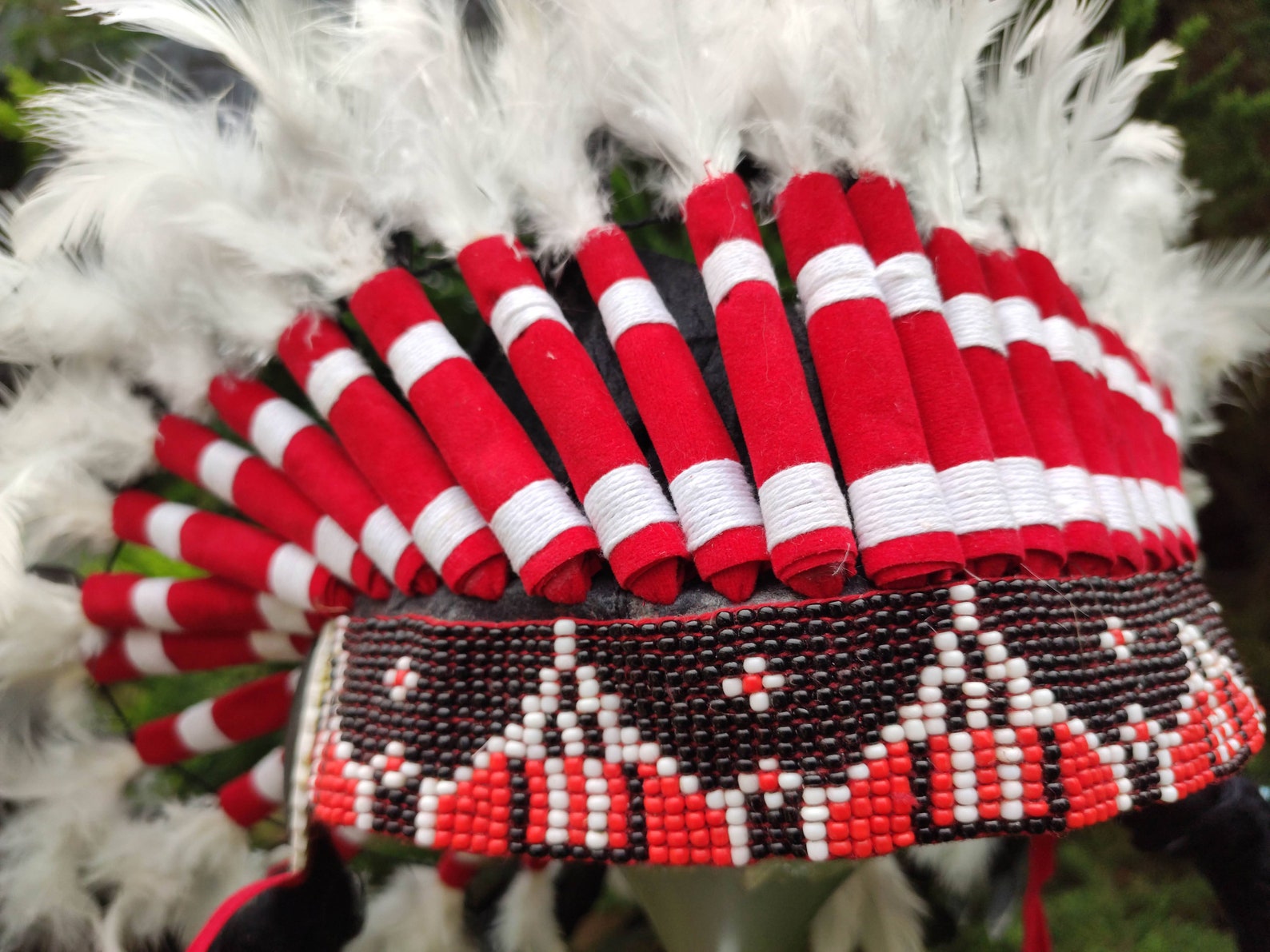 Short Red Indian Headdress Replica Made With Rooster Patinted - Etsy