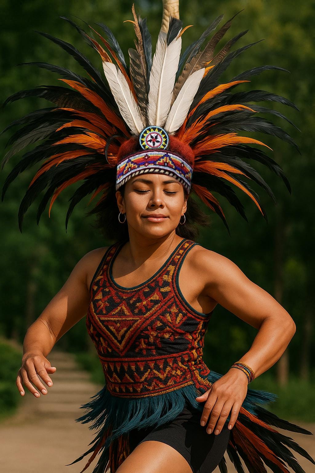 Aztec Feather Headdress – Handmade Tribal Warrior Costume Headpiece for ...