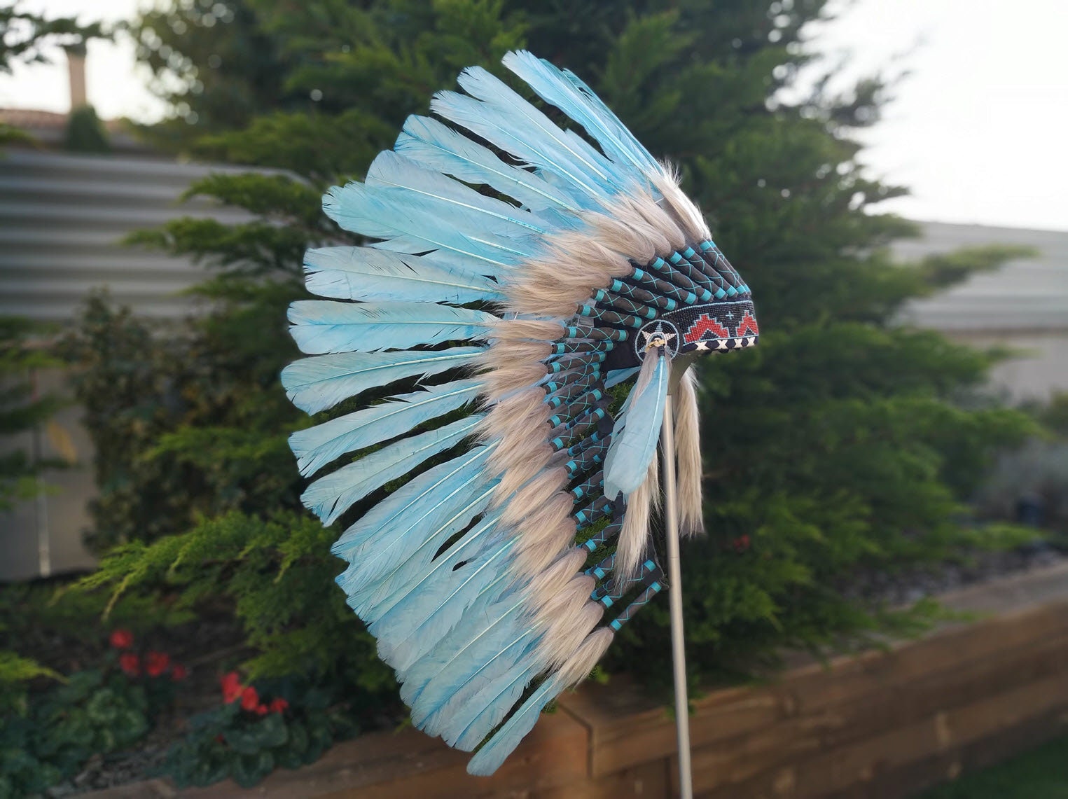 Medium Indian Headdress Replica Made With Real Full Dyed Turquoise ...