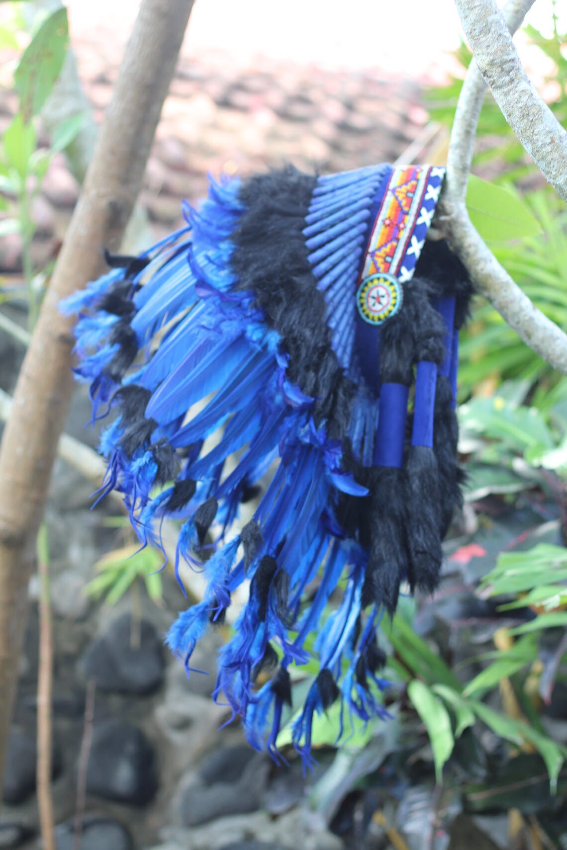 Short Blue Indian Headdress Replica Made With Blue Swan - Etsy