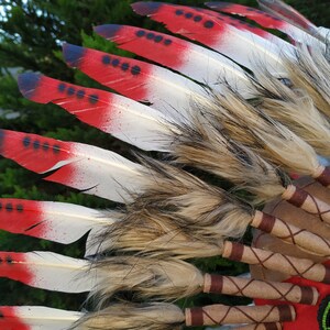 Short Red Indian Headdress Replica Made With Red Painted Swan Feathers ...