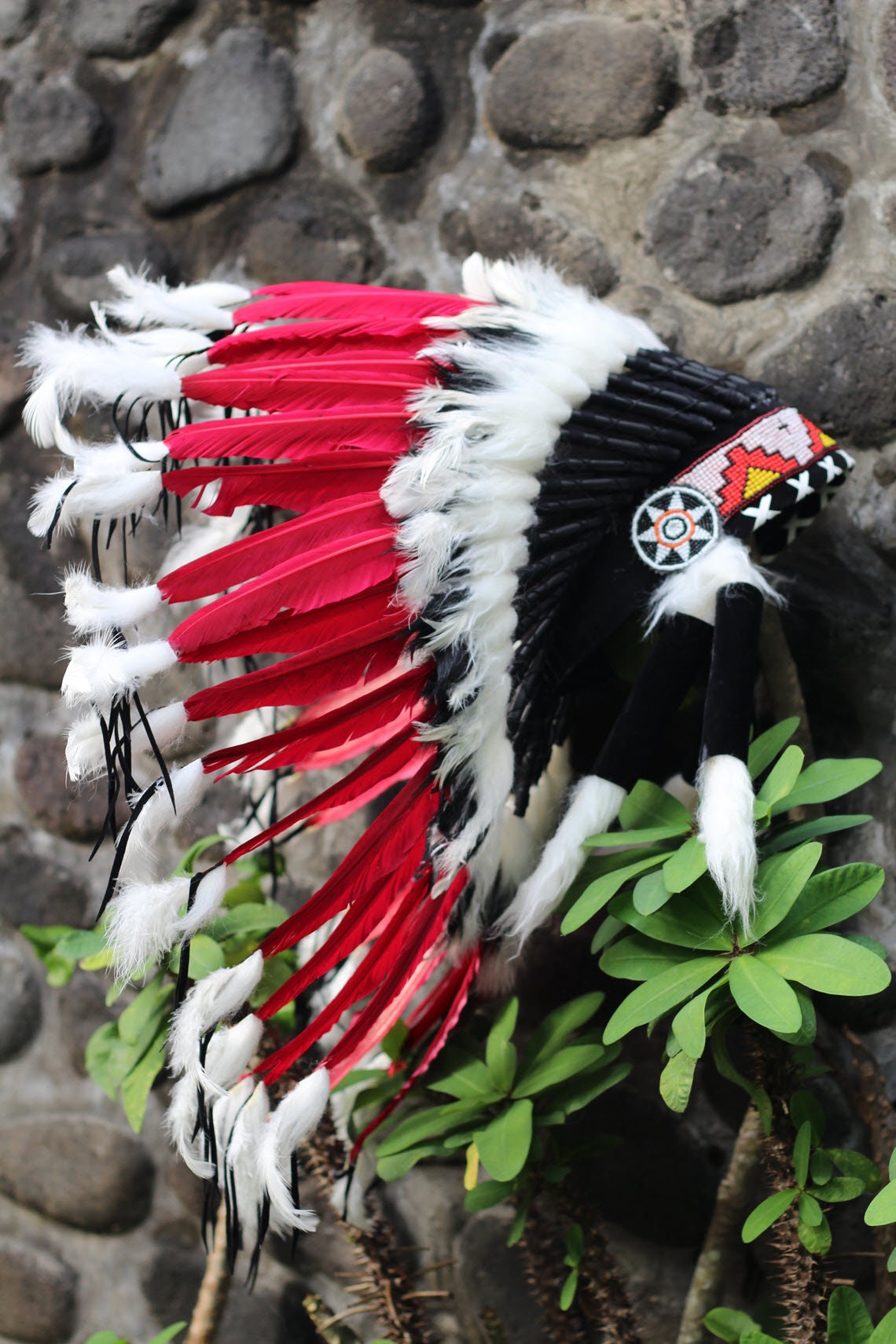 Short Red Indian Headdress Replica Made With Red Swan Feathers | Etsy
