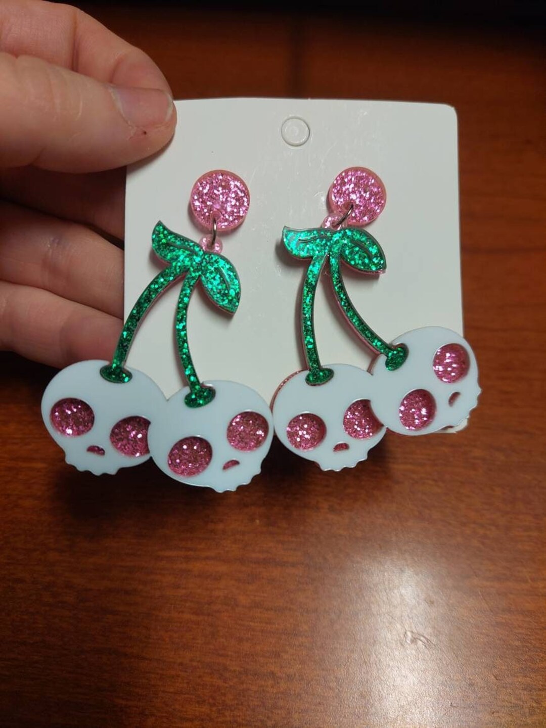 Skull Cherry Drop Earrings Spooky Cute Pink Earrings - Etsy