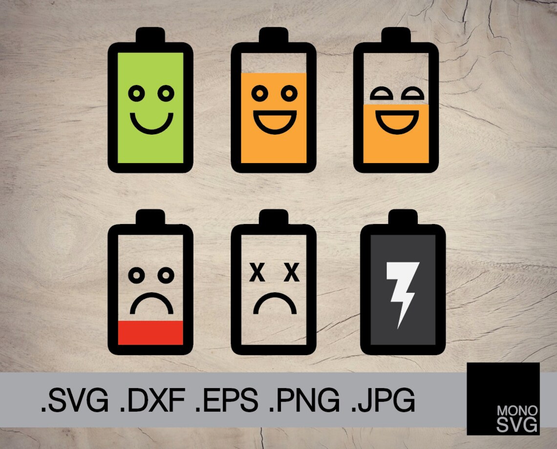 Battery Life Icons SVG Instant Download Charging Clipart DXF | Etsy