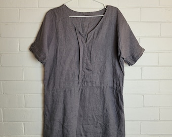 Linen Tunic, Lagenlook, Brown, Hankie Hem, Plus Size, Boho, Layered ...