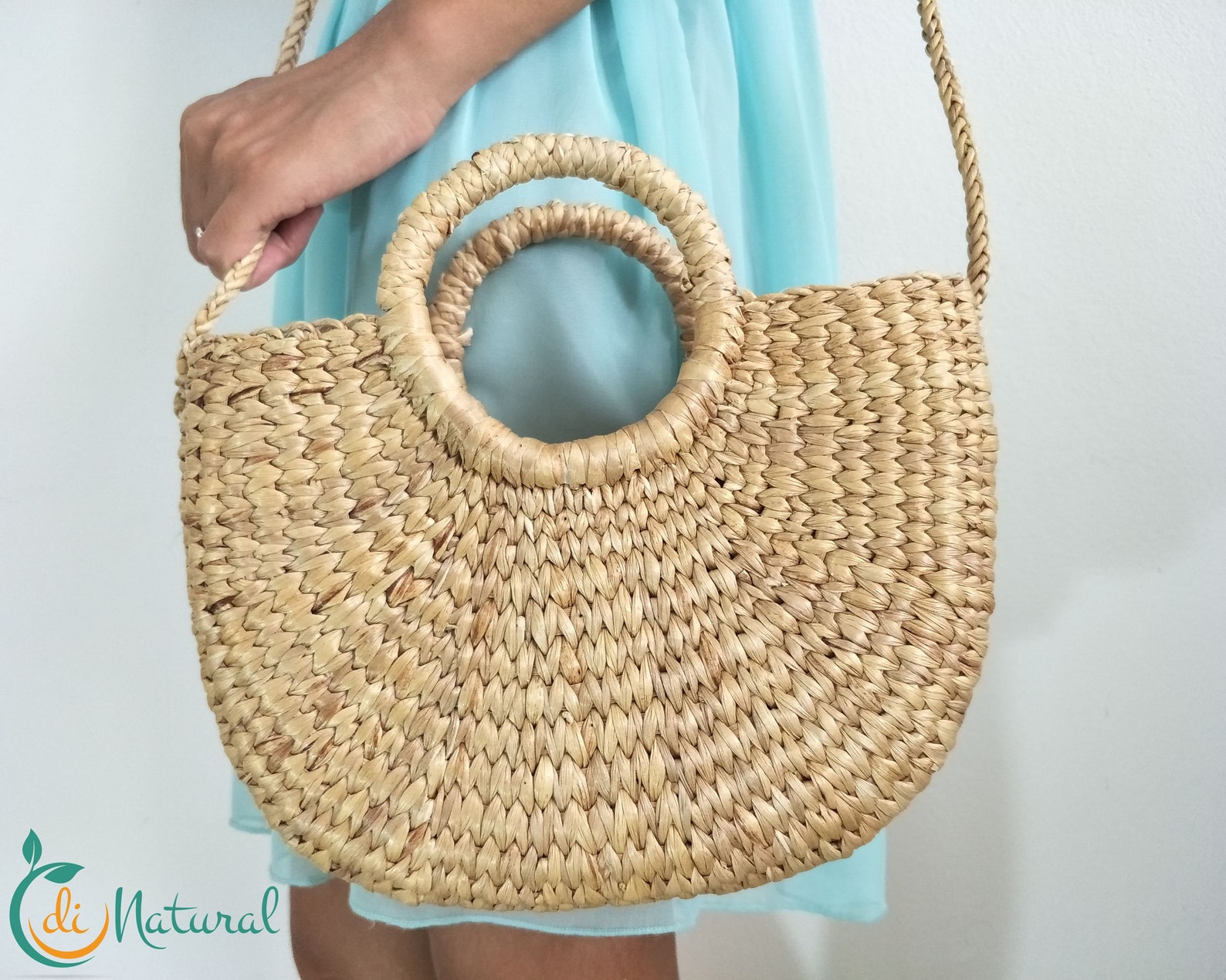 Beach Bag Straw Purse. Wicker Crossbody Bag or Handbag. Small Basket ...