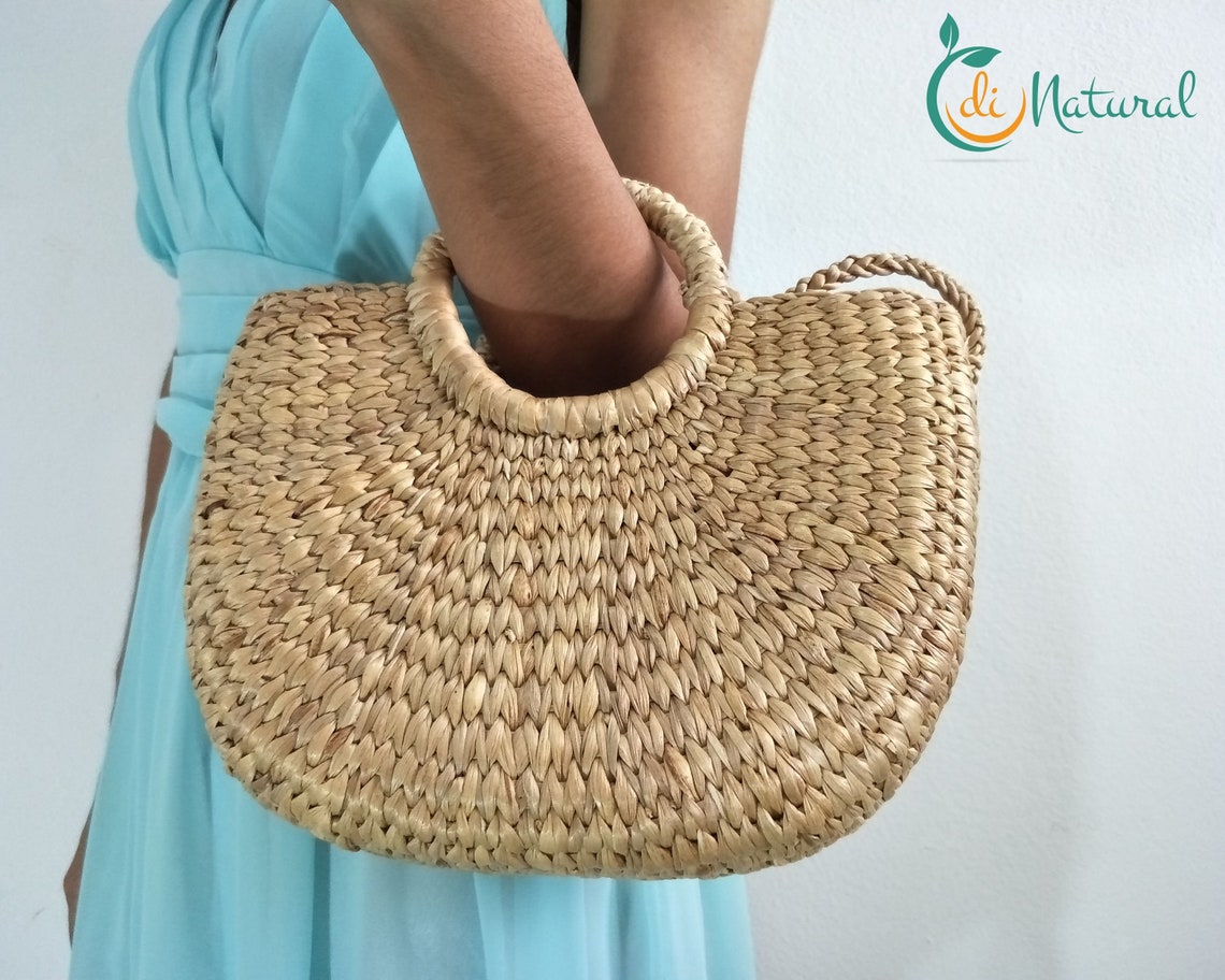 Beach Bag Straw Purse. Wicker Crossbody Bag or Handbag. Small Basket ...