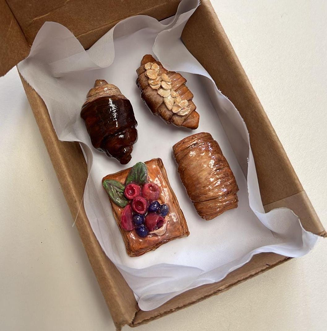 2 Mini Croissant Fridge Magnets - Etsy