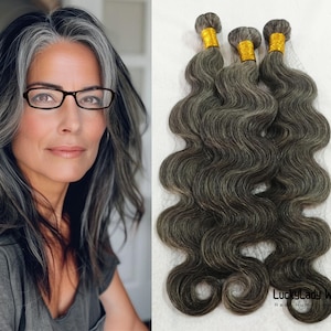 Salt and Pepper Human Hair Extensions Gray Body Wave Hair Weaving Grey ...