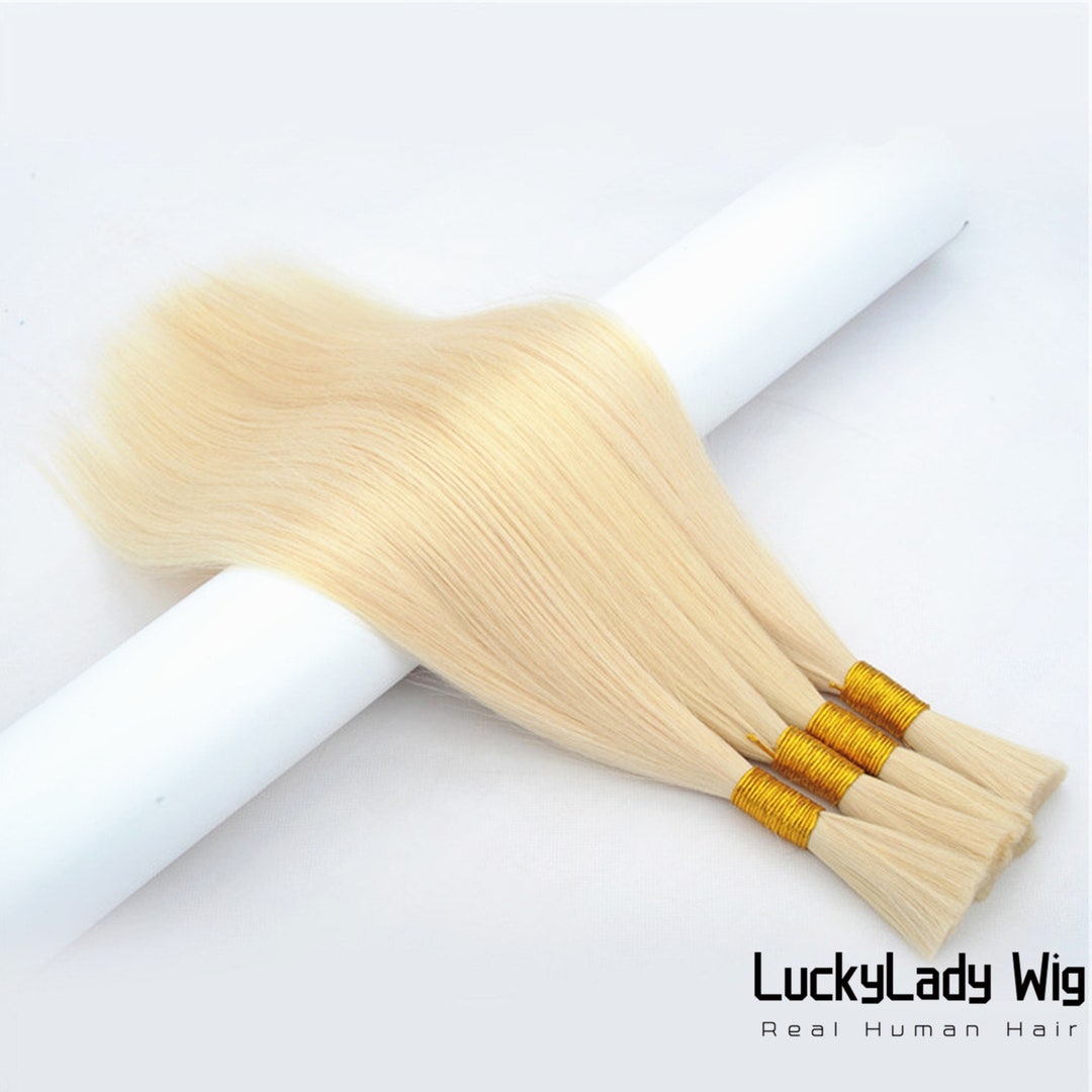 Remy Hair 613 Blonde Hair for Braiding #60 Platinum Blonde Bulk Hair ...