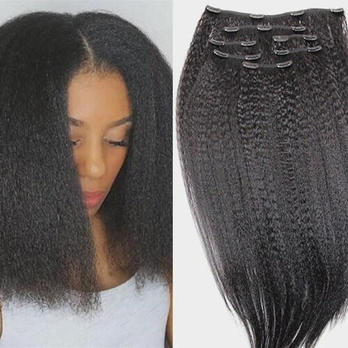 Clips in Hair Wefts Human Hair Extensions Clips on Kinky - Etsy