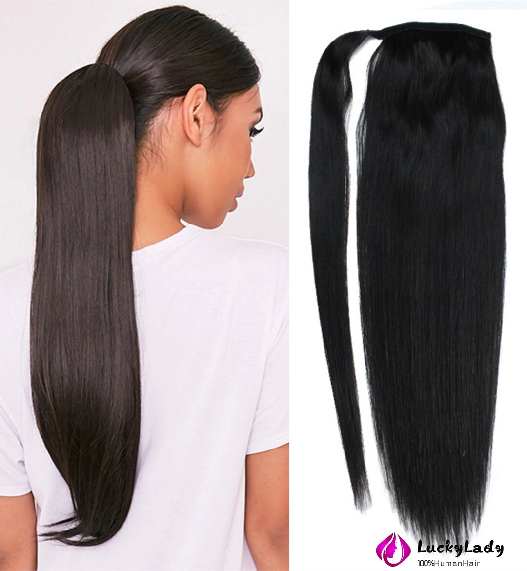 Human Hair Ponytail Extensions Clips in 9A Top Quality Remy Hair Real ...