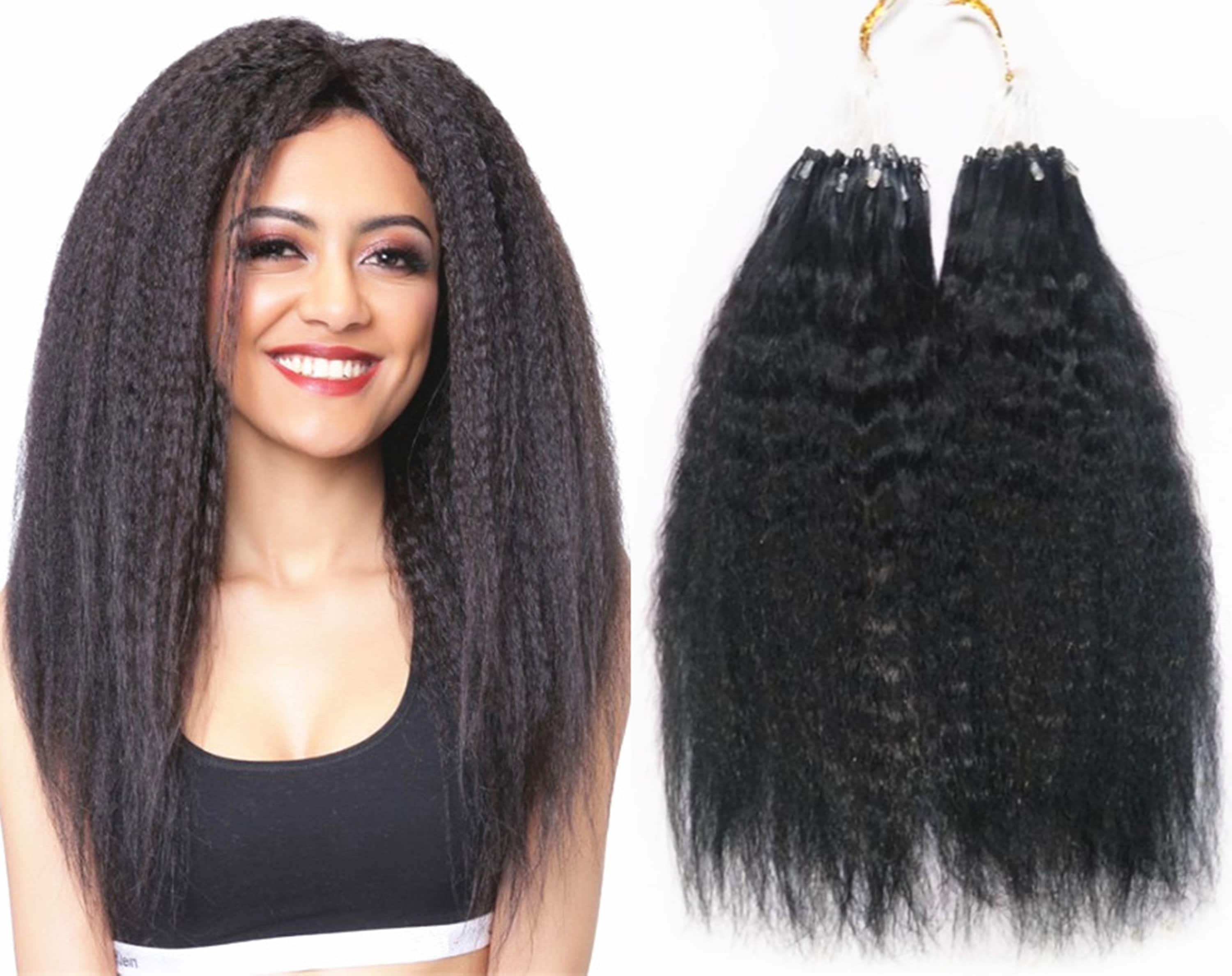 Coarse Italian Yaki 100% Human Hair Micro Beads Hair Extensions 100 ...