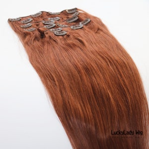 Copper Clips in Hair Wefts Human Hair Extensions Clips on Copper Remy ...