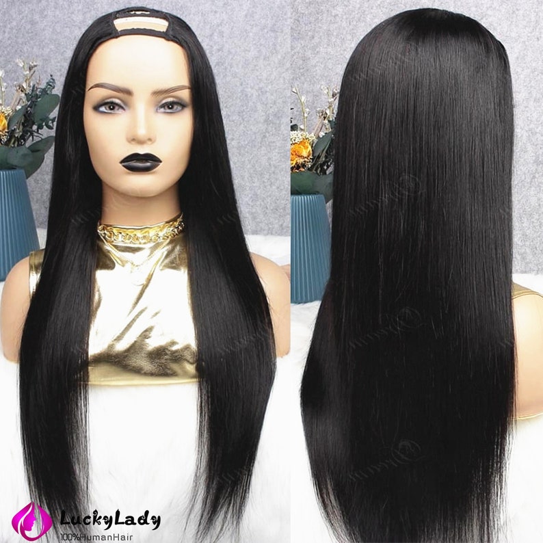 U Part Wig Human Hair Cheap U-part Wigs Silk Straight Women - Etsy