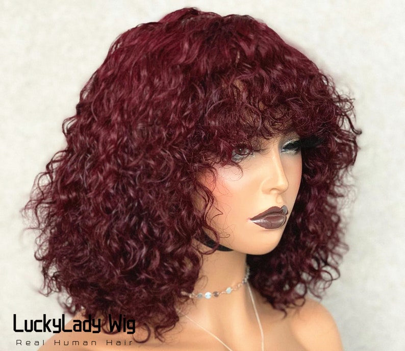 Burgndy 99j Full Weave Hair Wig Human Hair Wig Cheap Full - Etsy