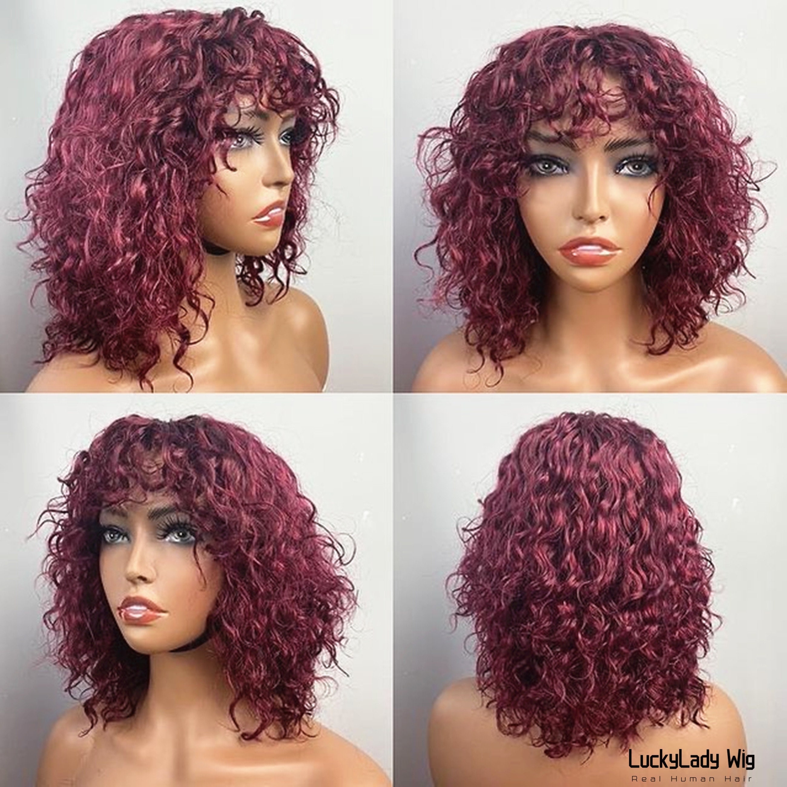 Burgundy 99j Red Wine Full Weave Hair Wig Full Machine Made - Etsy
