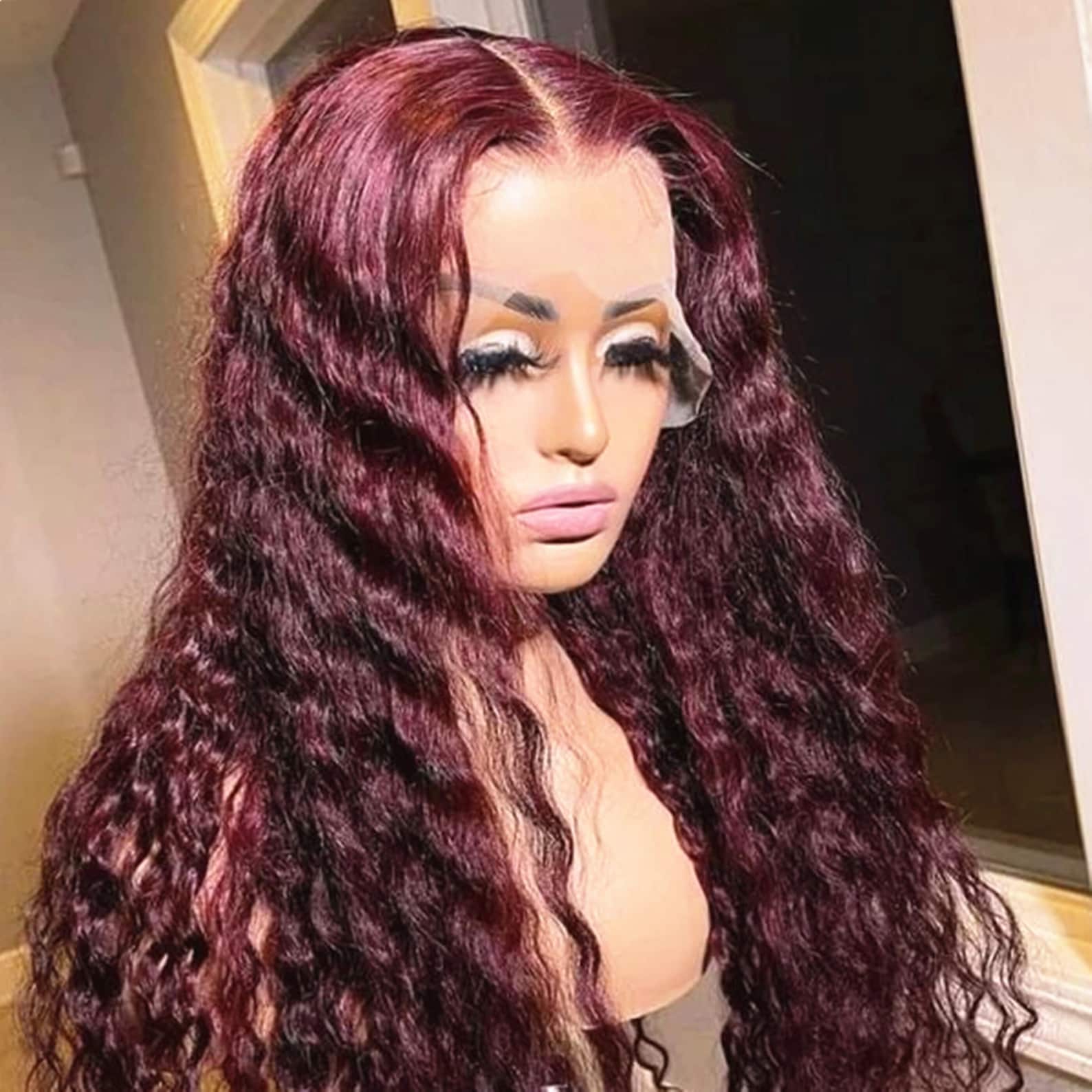 Frontal Lace Wigs 99J Hair Wigs Prelucked Hair Human Hair Wig - Etsy