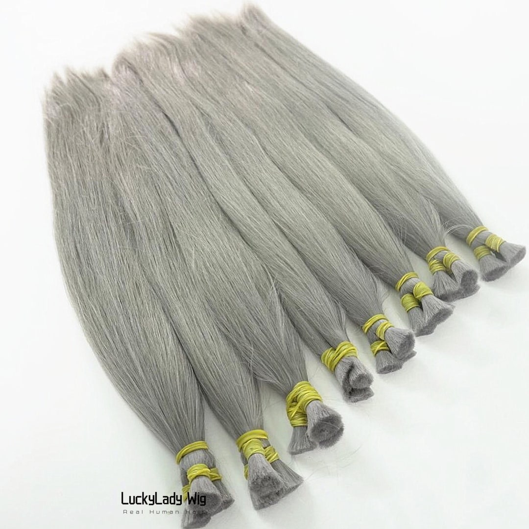 Remy Hair Gray Hair Real Brazilian Hair for Braiding Grey Bulk Hair ...