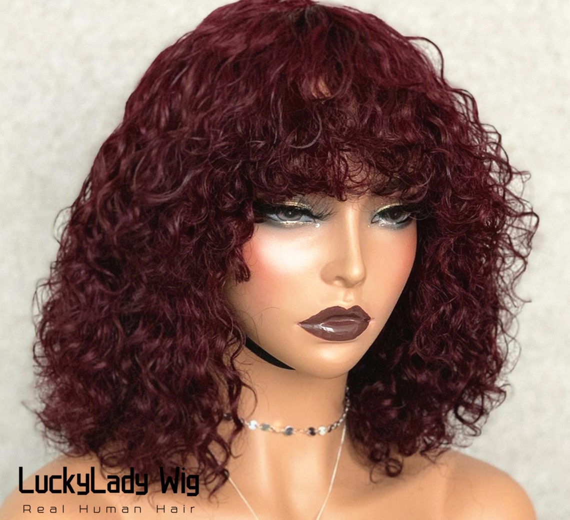 Burgndy 99j Full Weave Hair Wig Human Hair Wig Cheap Full - Etsy