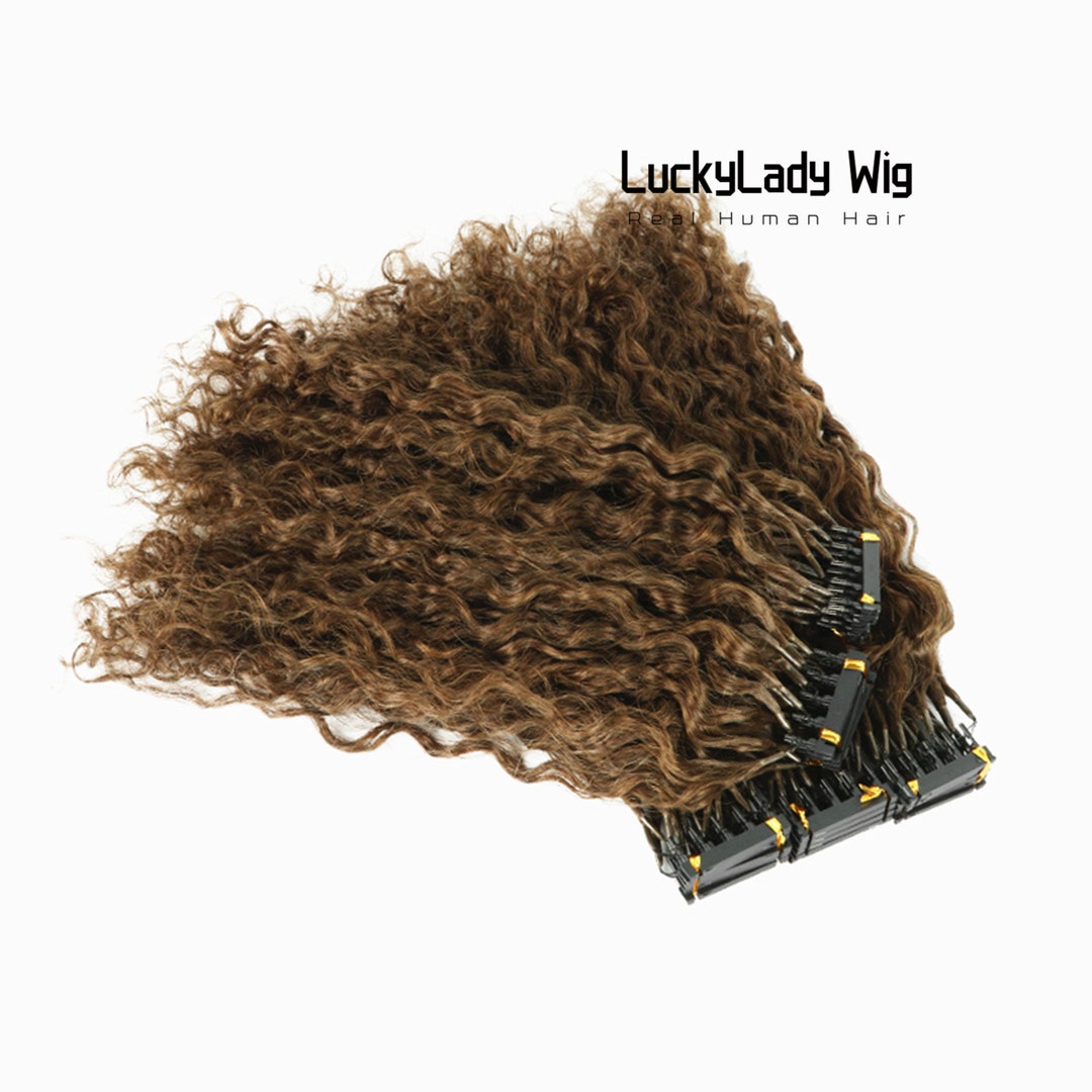 Easy Install 6D Human Hair Extensions Top Quality 100% Human Hair Kinky ...