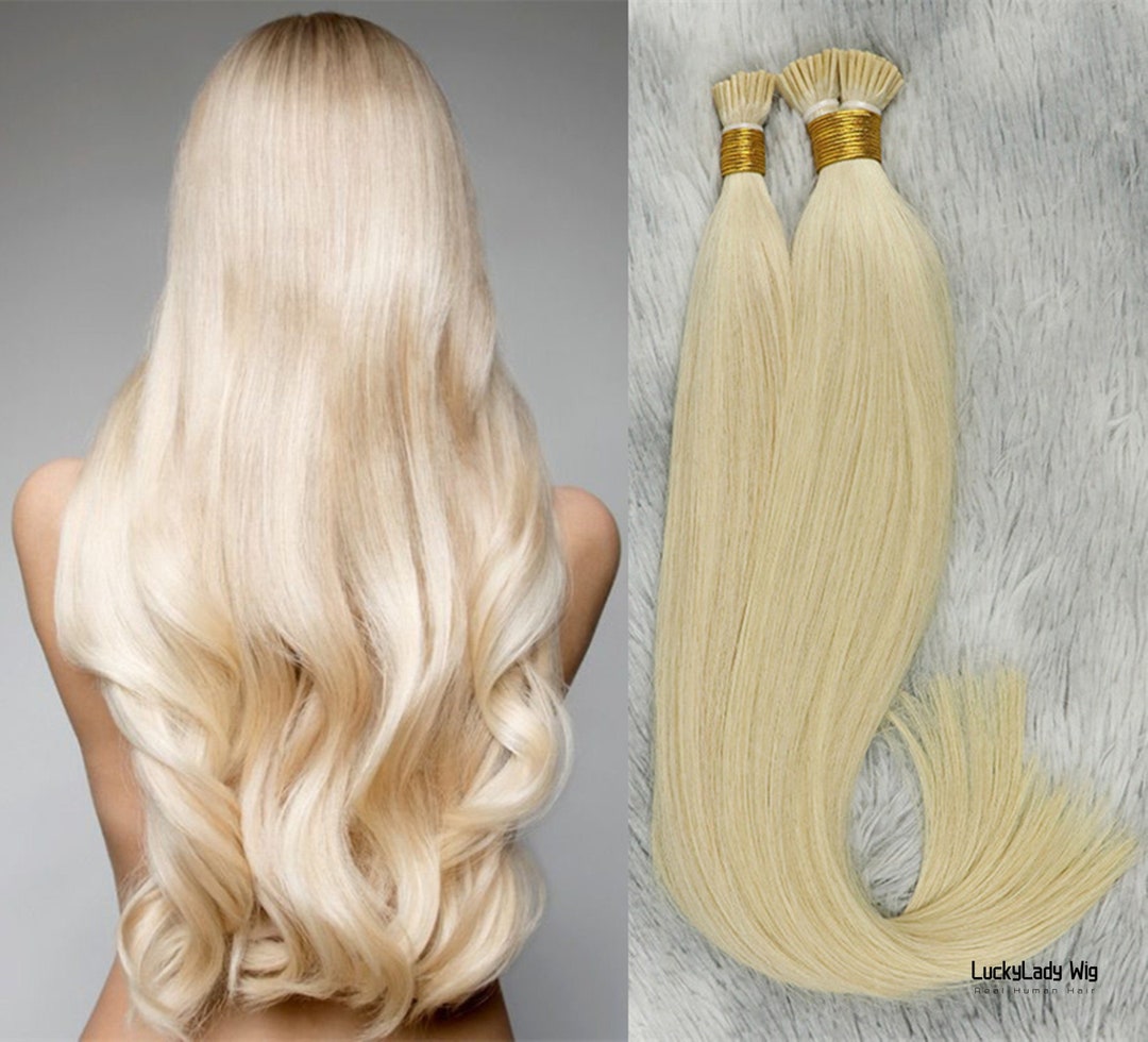 613 Blond I Tip Hair Extension Silk Straight Real Human Hair Extensions ...