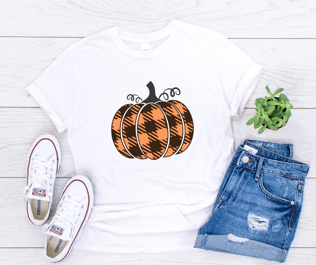 Fall Shirts,plaid Pumpkin T-shirt, Fall Pumpkin Shirt, Women's Fall ...